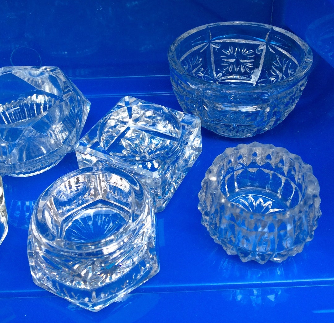 Vintage MCM Glass Salt Cellars Collection Condiment Sea Salt Pots Retro ...