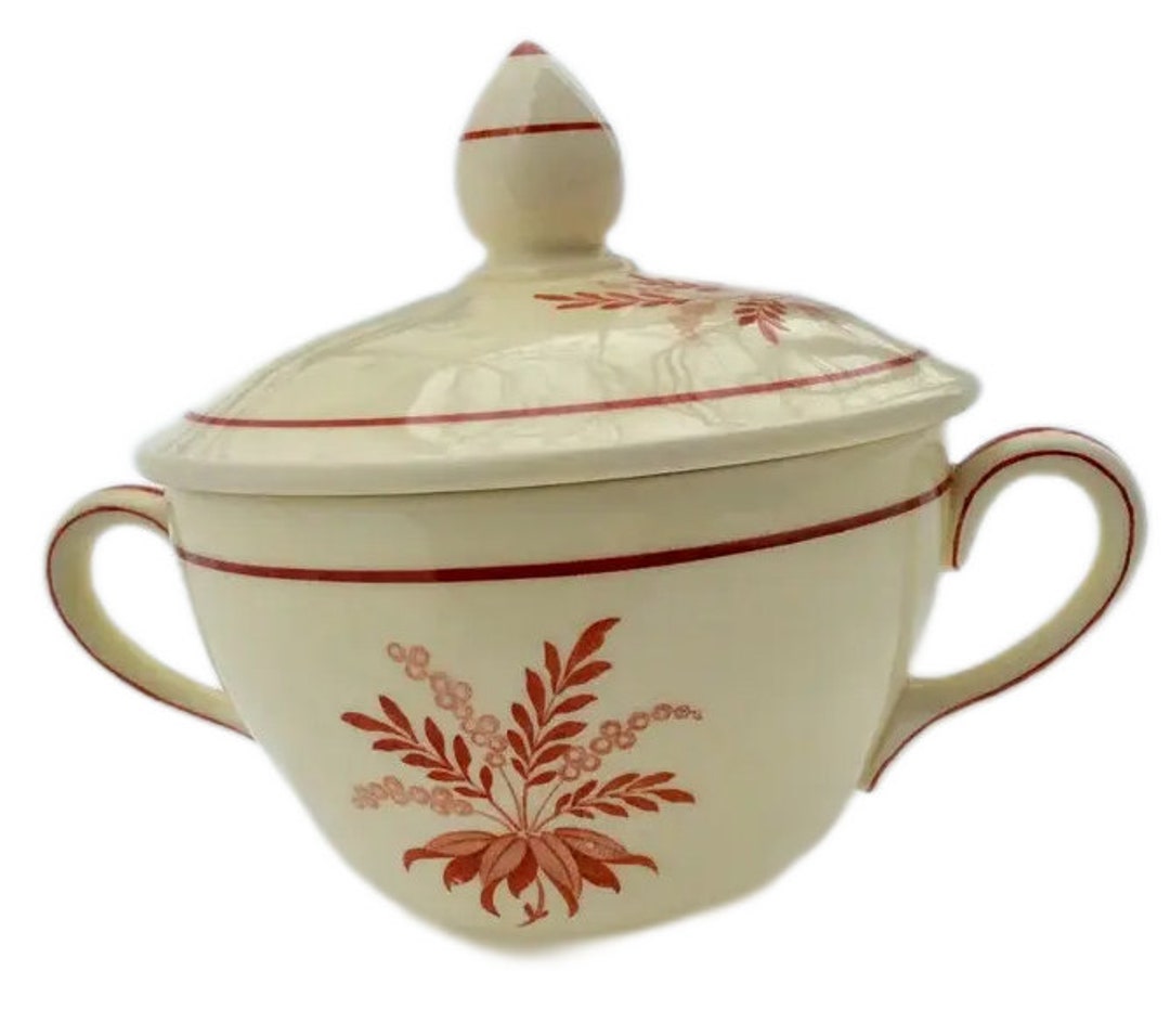 Vintage Spode Royal Jasmine Sugar Bowl Spode England Robia Pattern Red ...