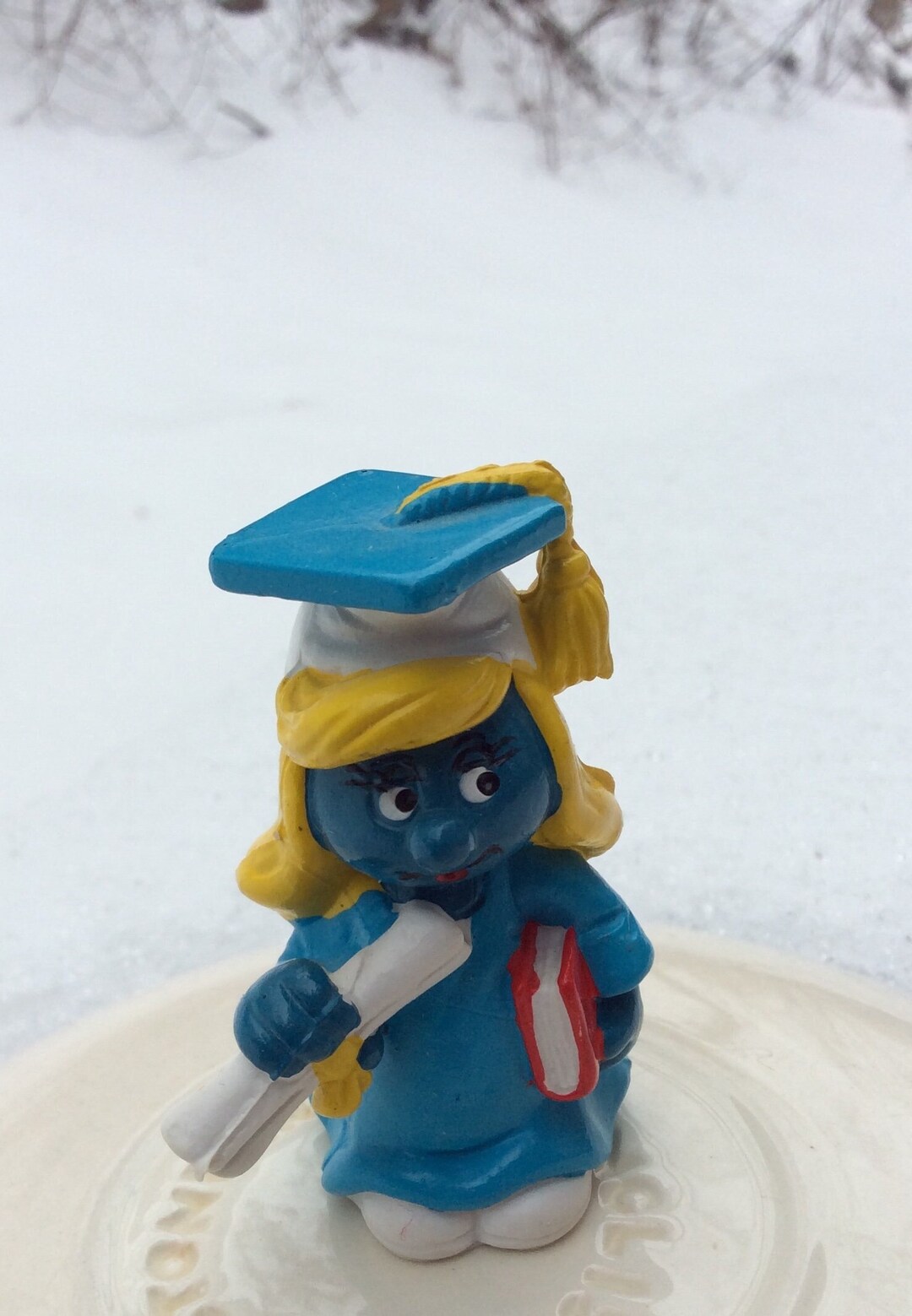 Vintage Rare Smurfette Graduation Figurine, Vintage Smurf Schleich 1981 ...
