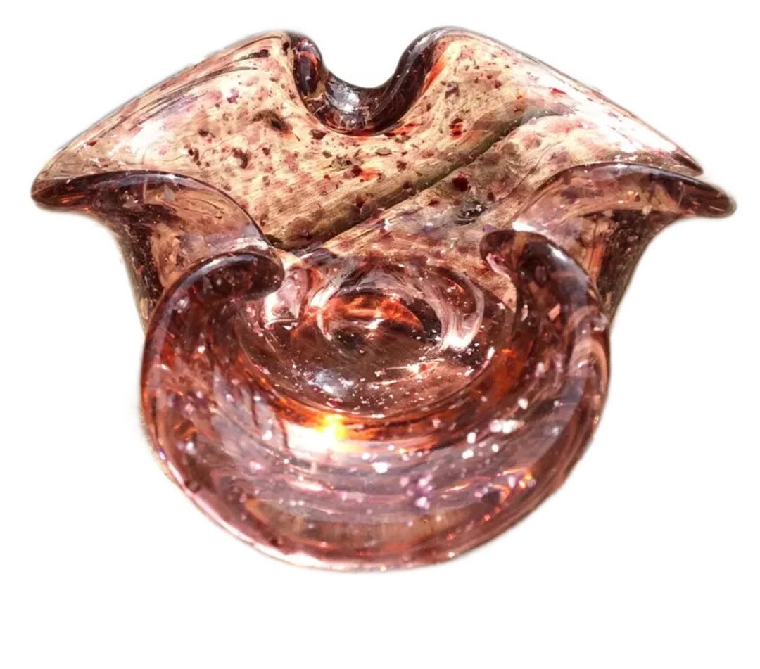 Vintage Blown Speckled Glass Candy Dish Splatter Blood Red Goth Ashtray ...
