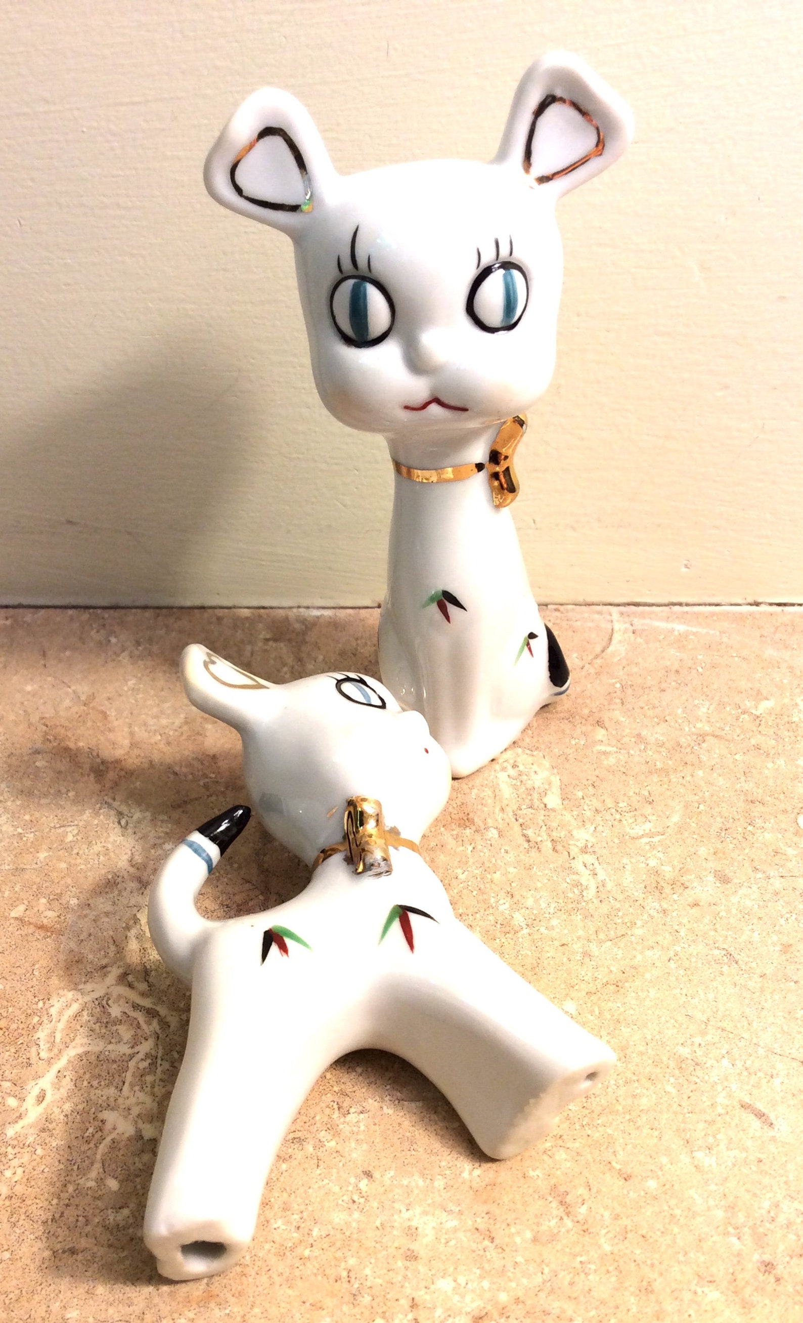 Vintage Weird Cats Figurines MCM Weird Big Eyed Rio Hondo Style White ...