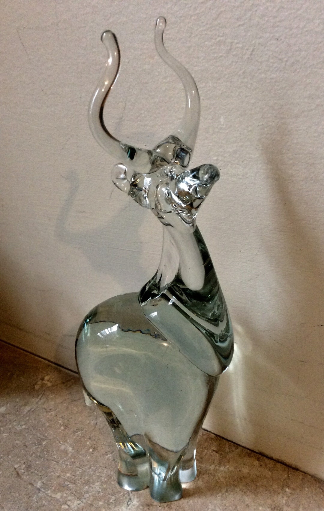 Vintage Blown Glass Deer, Christmas Reindeer Figurine, Glass Deer Stag ...