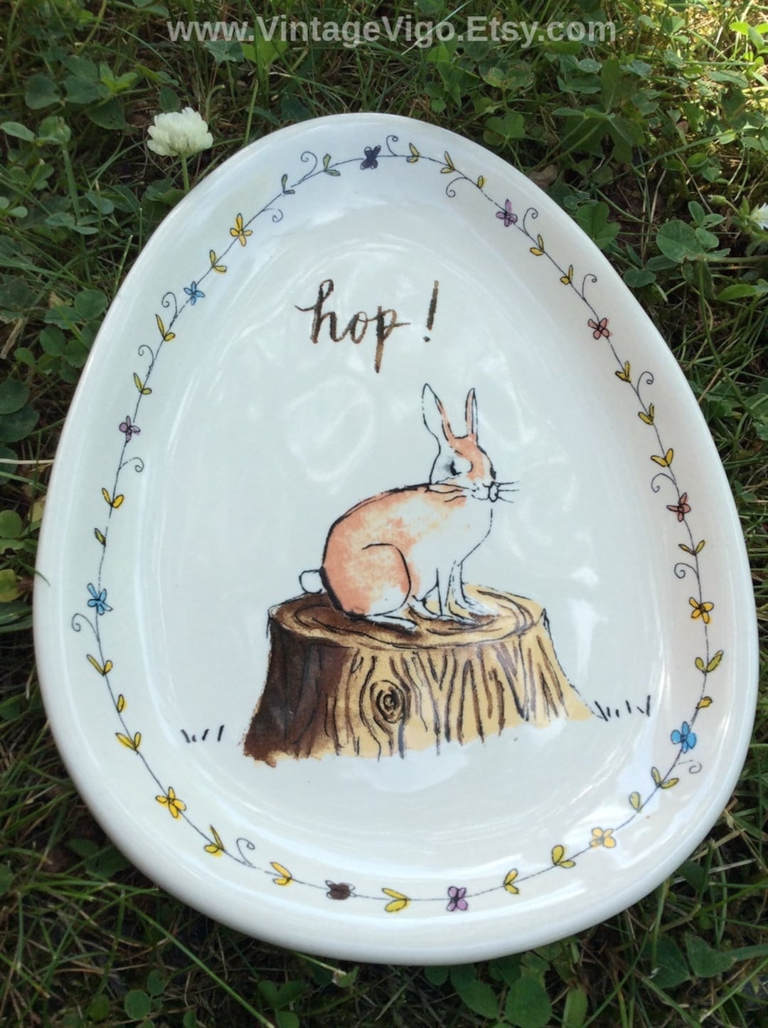Vintage Rae Dunn Easter Egg Shape Bunny Plate Dish, Retro Rae Dunn Hop ...