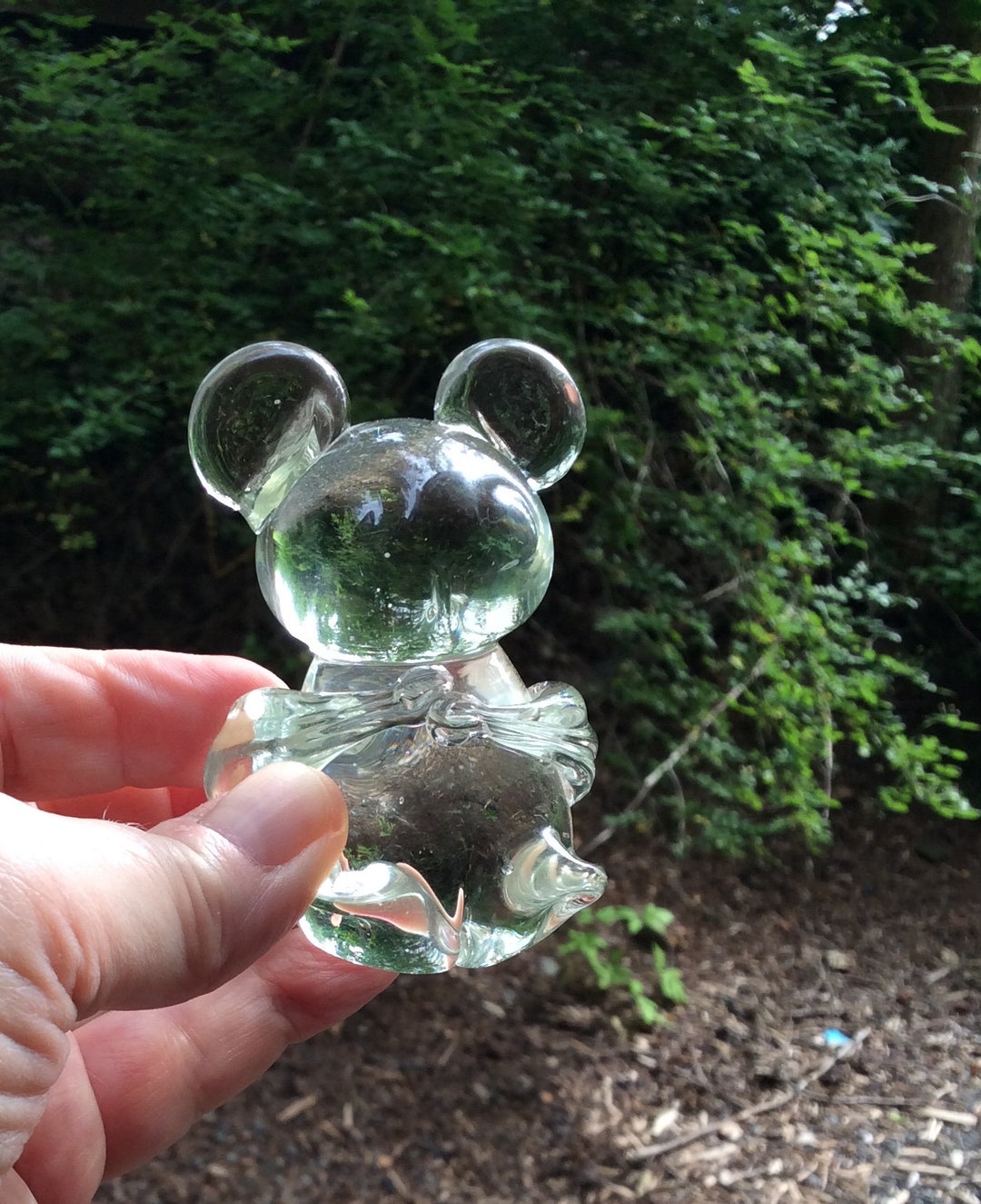 Vintage Blown Glass Bear Big Eared Mouse Mice Paperweight Desk Figurine ...