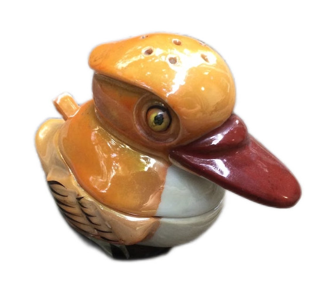 Vintage Duck Orange Lustreware Salt Cellar, Dodo Bird Big Billed Duck ...