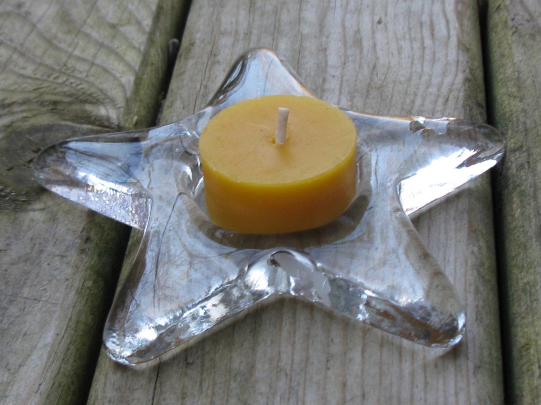 Vintage Clear Glass Pentagram Star Candle Holder Minimalist Christmas ...