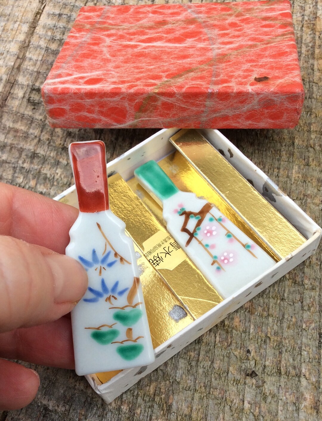 Vintage Chopsticks Holders, Retro Porcelain Hand Painted Chopstick ...