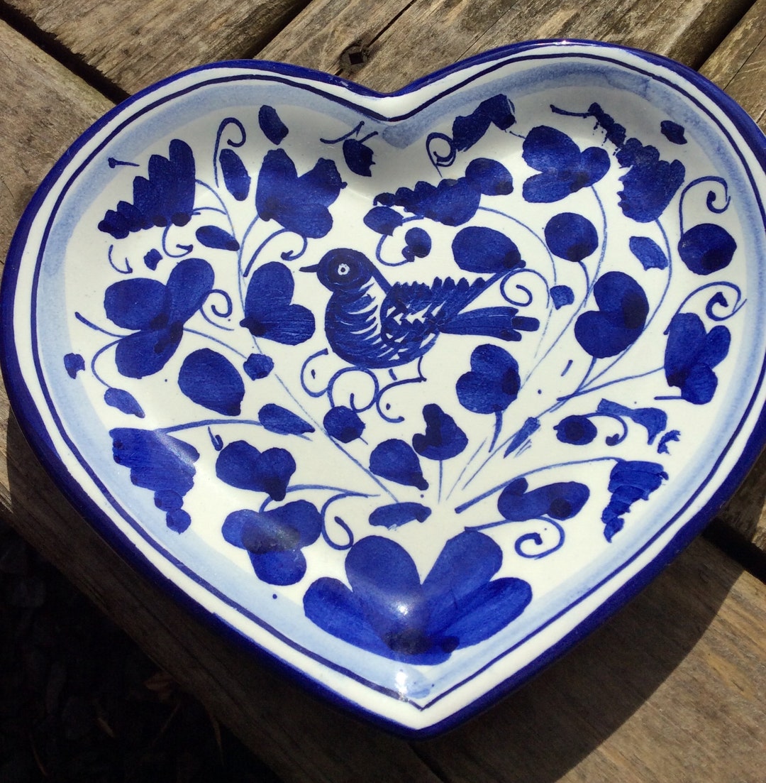 Vintage Bluebird Italian Made Deruta Pottery Jewelry Tray, Valentines ...