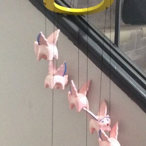 Vintage Hanging Mobiles Pink Pigs With Wings Lacquer Wooden Mobile When ...