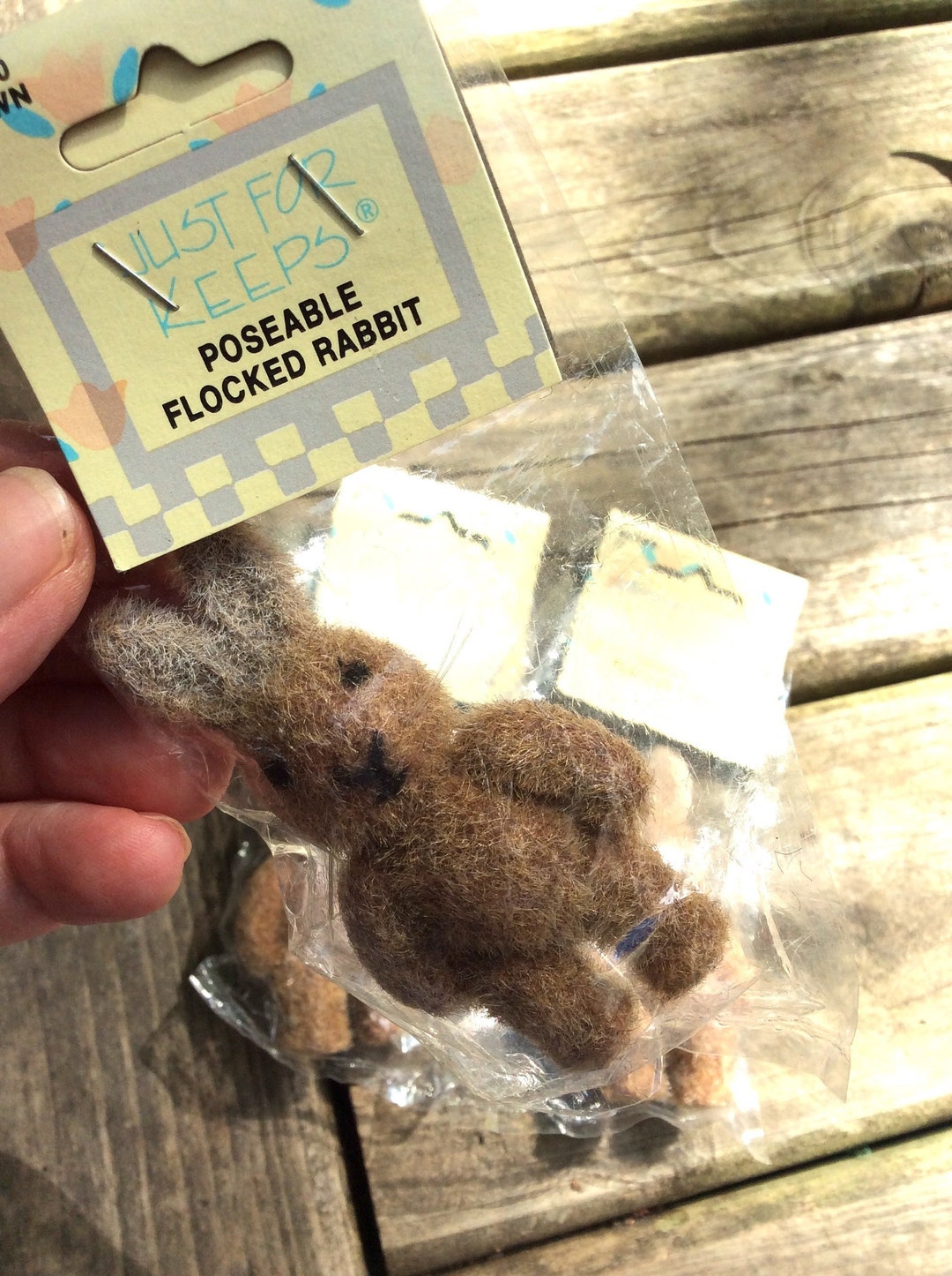 Vintage Miniature Flocked Bunny, Furry Brown Easter Rabbits Moving Body ...