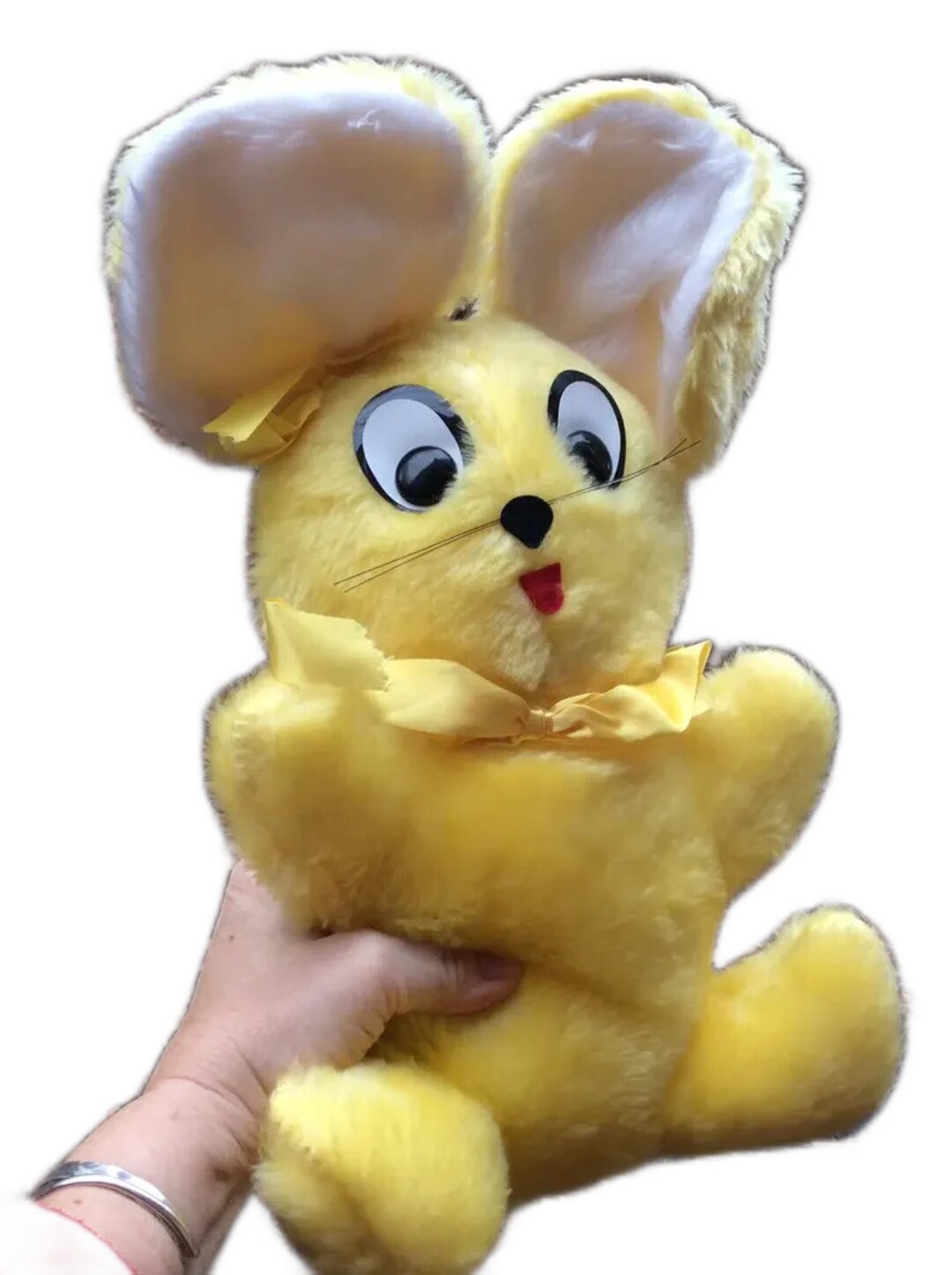 Vintage Yellow Big Easter Bunny Rabbit Plush Ganz Brother Musical Wind ...
