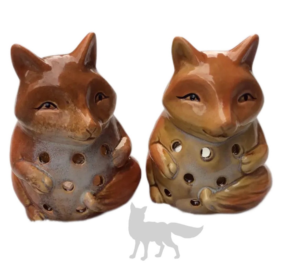 Vintage Ceramic Red Fox Foxes Votive Holder Fox Candle Burners, Retro ...