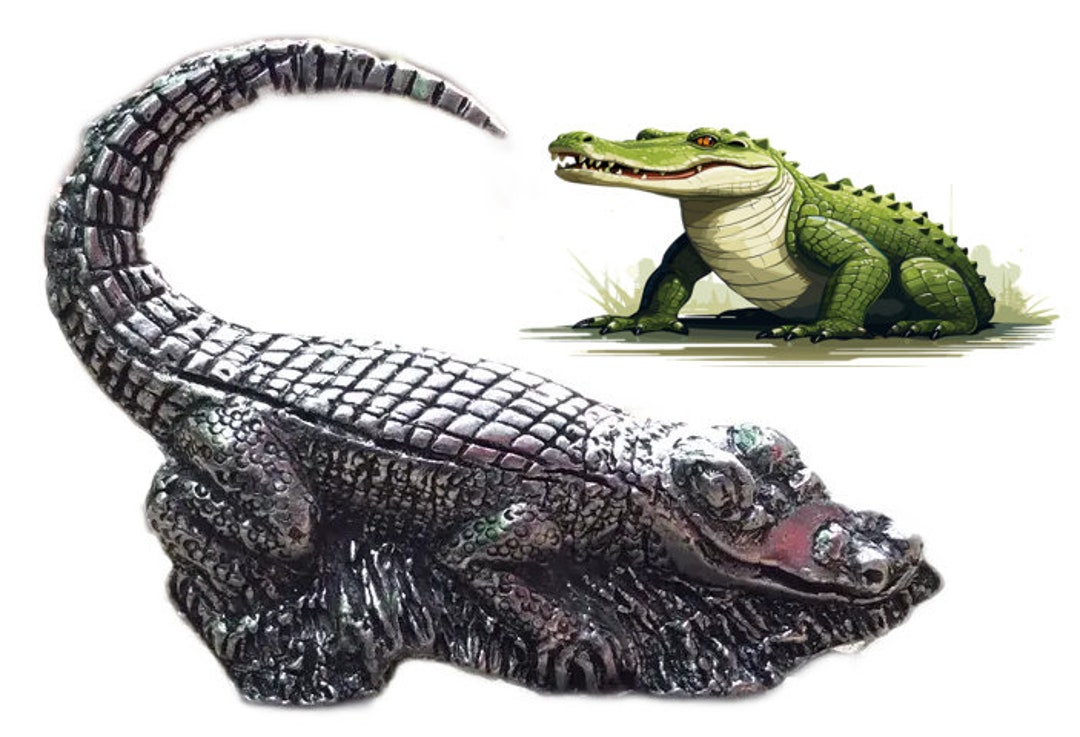 Vintage Alligator Pewter Crocodile Figurine Office Paperweight, Swamp ...