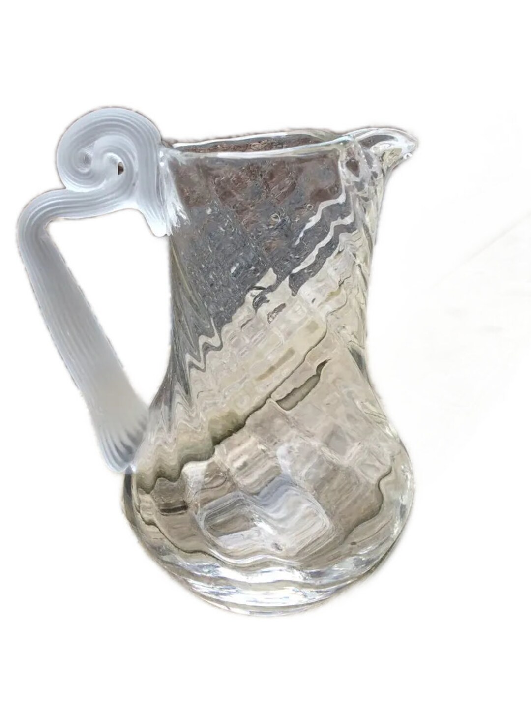 Vintage Crystal Glass Pitcher Sculptured Cocktail Mixer Barware Decor ...