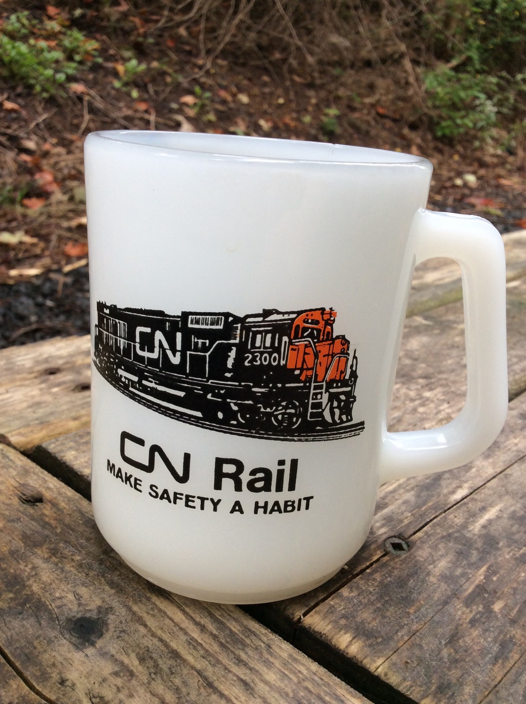 Vintage White Milk Glass CN Rail Mug Vintage Glasbake Big - Etsy
