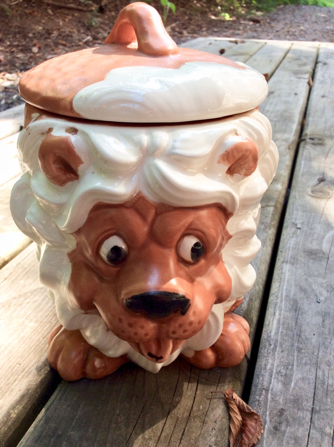 Vintage Lion Canister Embossed Ceramic Cookie Jar Leo the Lion Zodiac ...
