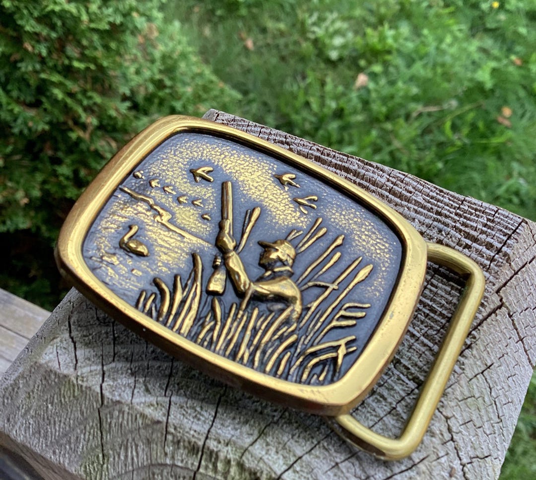 Vintage Duck Hunting Brass Belt Buckle Wild Game Bird Father's Day ...