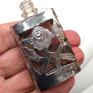 Vintage Snuff Bottle Sterling Silver 925 Mini Glass Perfume Vial Retro ...