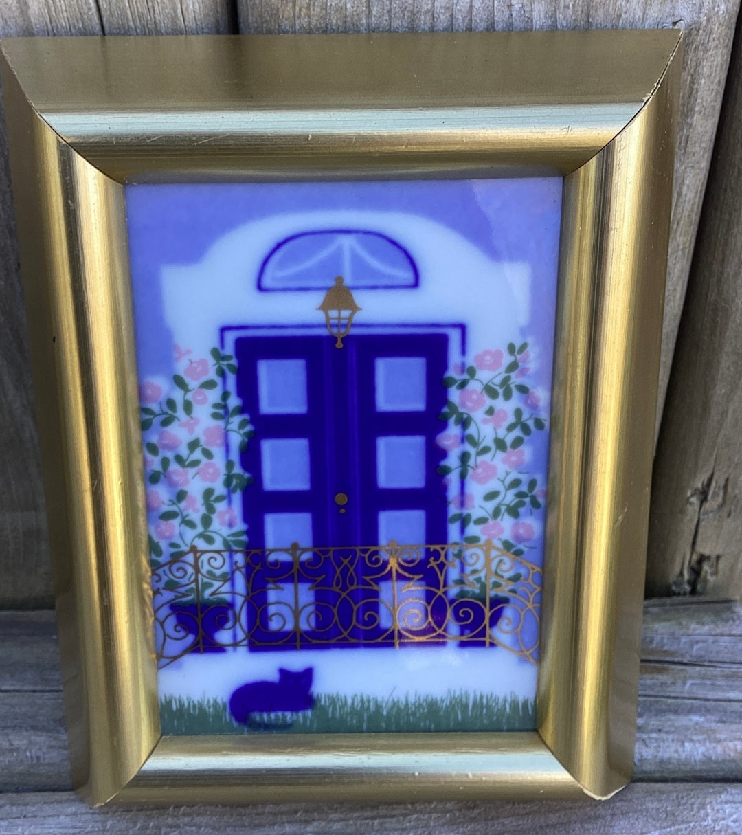 Vintage Anne Marie Ødegaard Signed Porcelain Small Framed Wall Art Tile ...