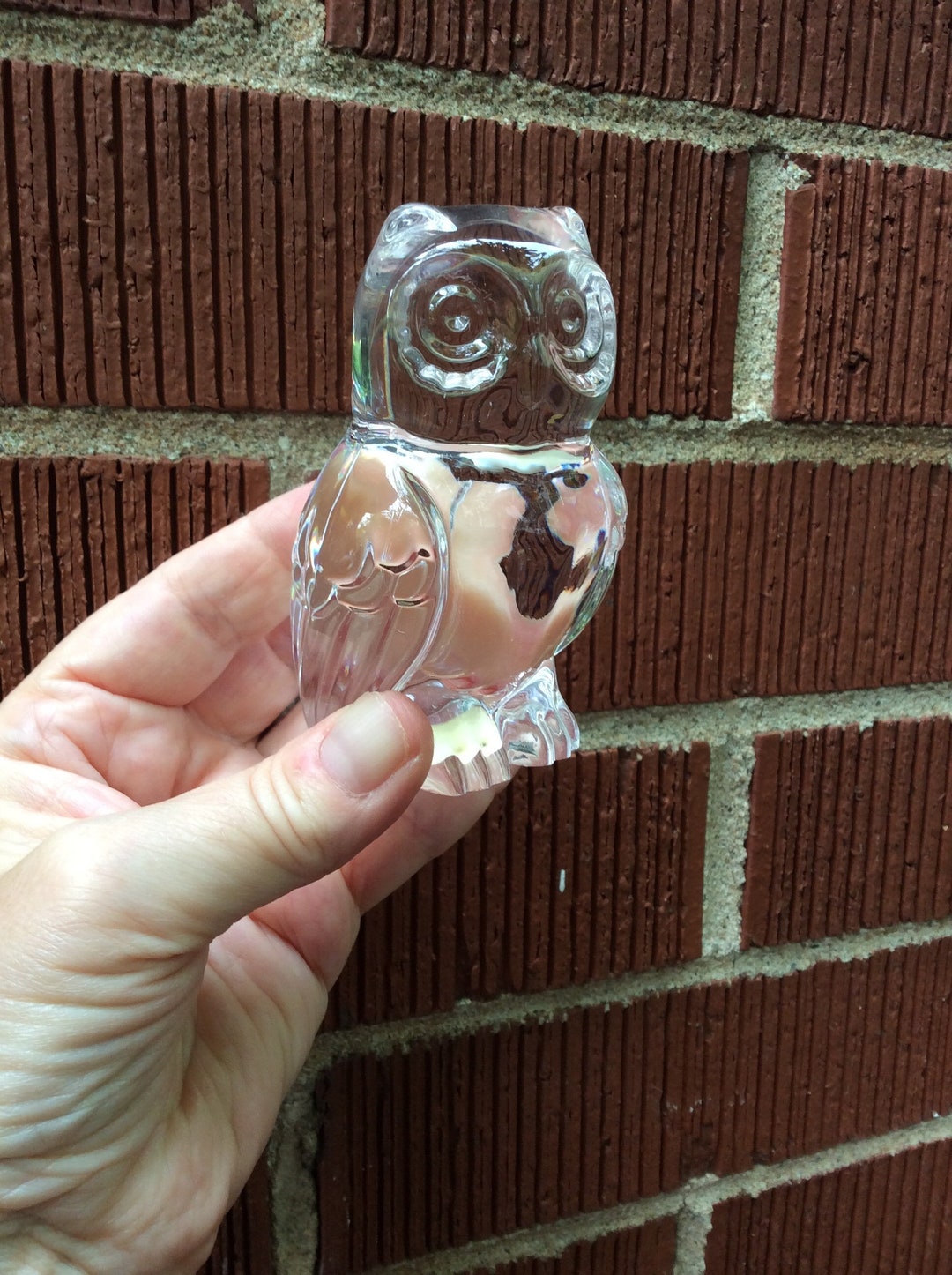 Vintage Crystal Glass Owl Figurine Princess House Christmas Winter ...