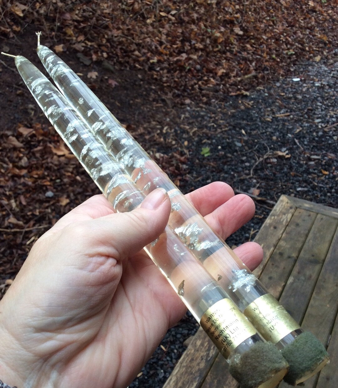 Vintage Lucite Holiday Encased Silver Fleck Candlesticks, Mid Century ...