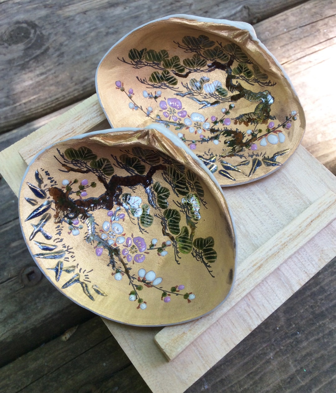 Vintage Japanese Moriage Hand-painted Kai Awase Shell Art, Asian ...