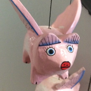 Vintage Hanging Mobiles Pink Pigs With Wings Lacquer Wooden Mobile When ...