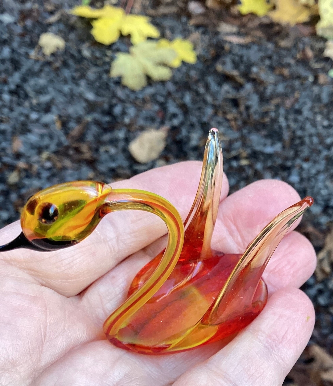 Vintage Amberina Glass Swan Birds Fish Miniatures Hand Blown Lamp Work ...