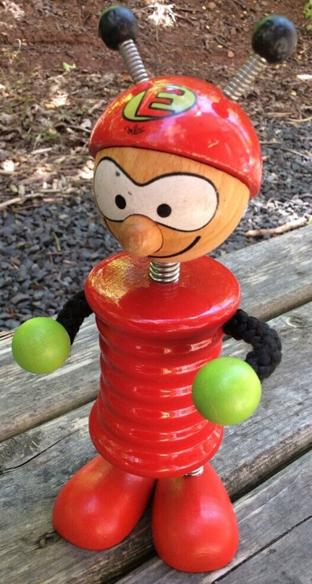 Vintage Anthropomorphic Beetle Bug Red Wooden Spring Toy Vilac Moirans ...