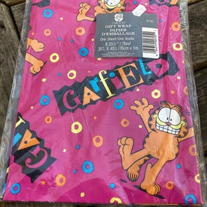 Vintage Gift Wrap Wrapping Paper Garfield Orange Tiger Cat Retro ...