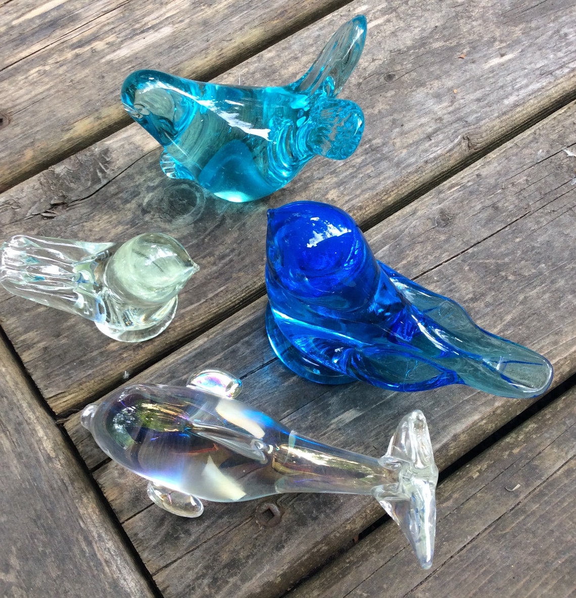 Vintage Blown Glass Birds Bluebird of Happiness Leo Ward Bird ...