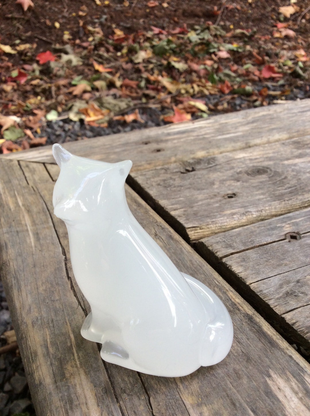 Vintage Opaline Glass White Fox Figurine, Vintage Hadeland Norway Fox ...