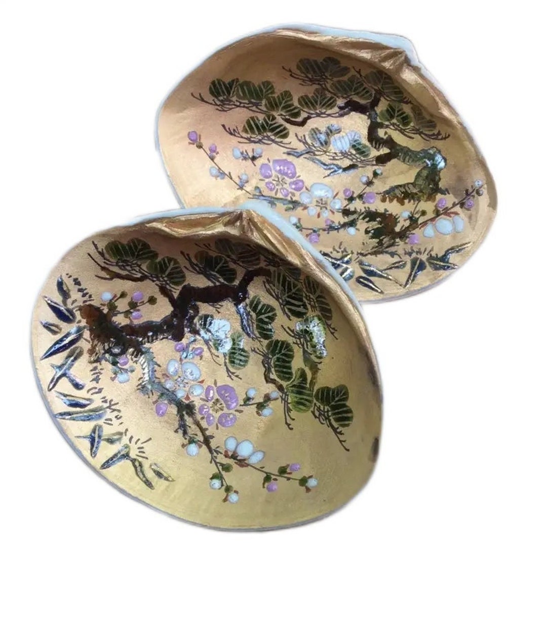 Vintage Japanese Moriage Hand-painted Kai Awase Shell Art, Asian ...