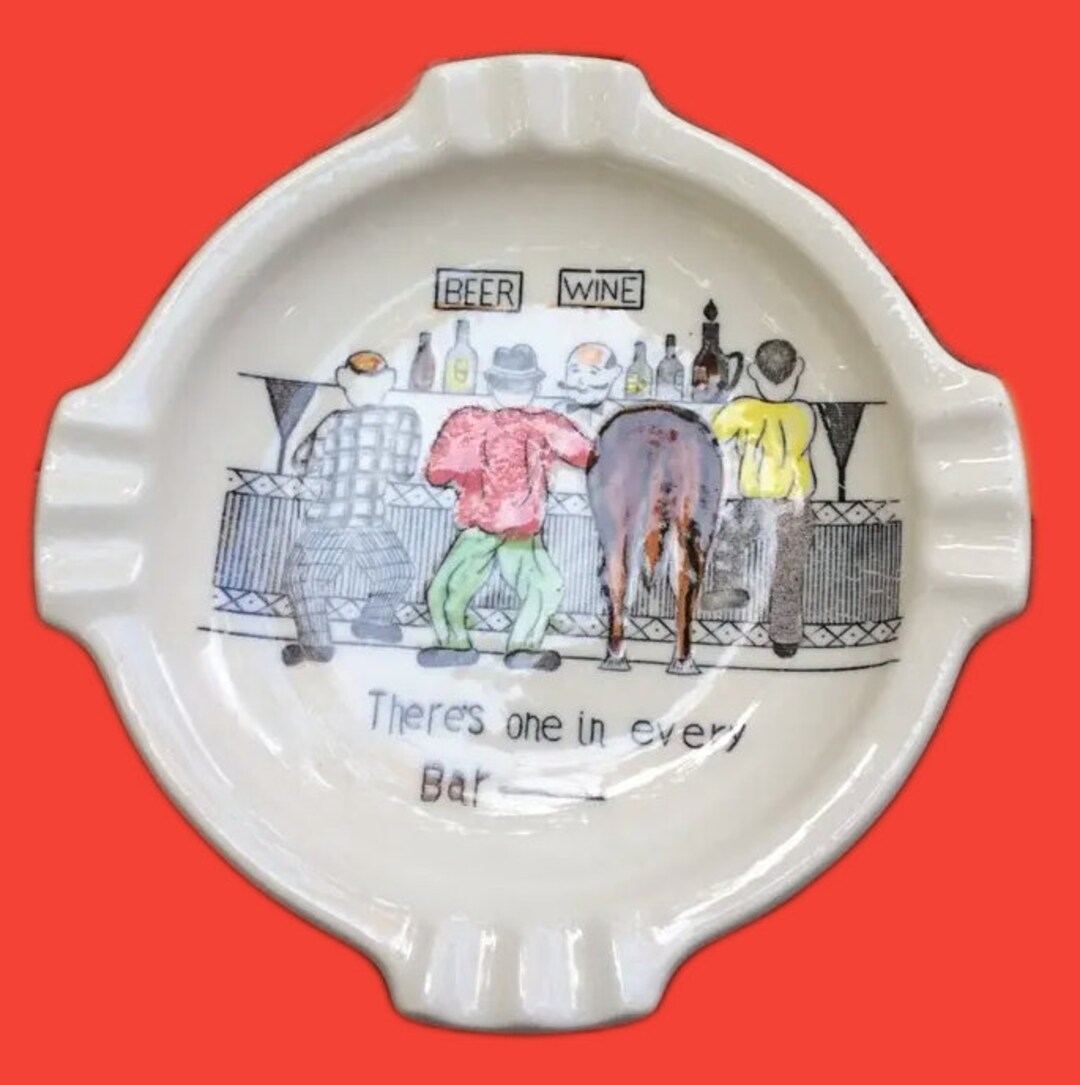 Vintage Mid Century Modern Porcelain Kitsch Funny Horse Barware Ashtray ...