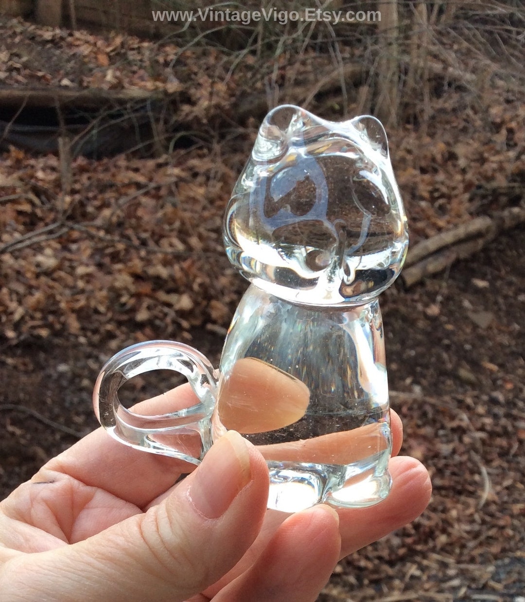 Vintage Blown Glass Cat Paperweight Figurine: Art Deco Decor - Etsy
