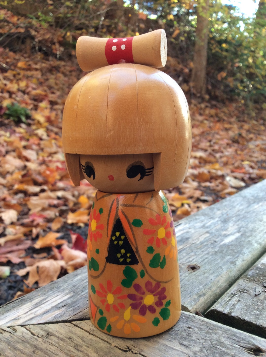 Vintage Kokeshi Dolls, Retro Wooden Japanese Art Doll, Asian Bobble ...