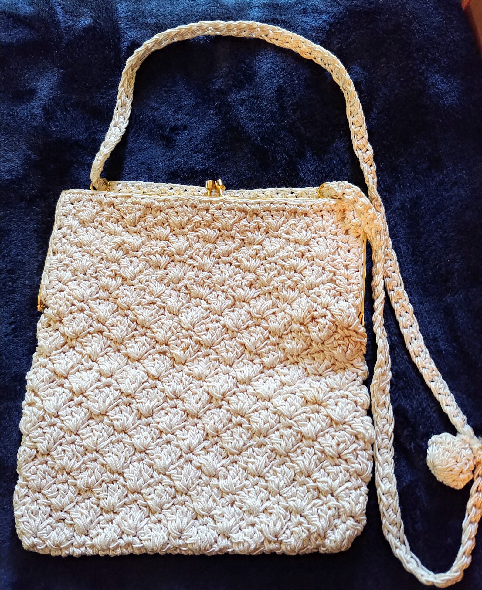 ADG Crochet Evening Convertible Shoulder Bag off White Handbag Everyday ...