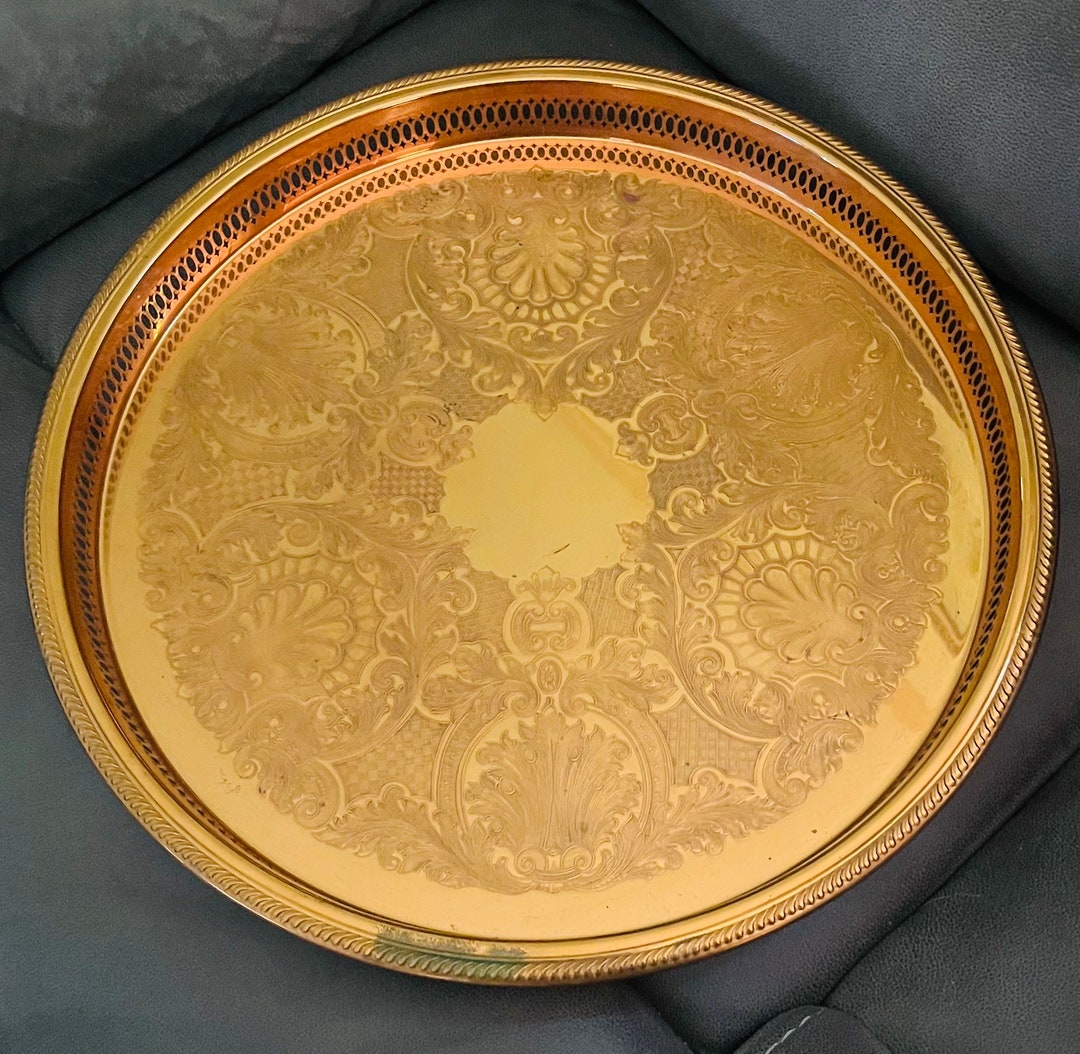 Coppercraft Guild 18” Etched Bright Copper Serving Tray Serving Platter ...