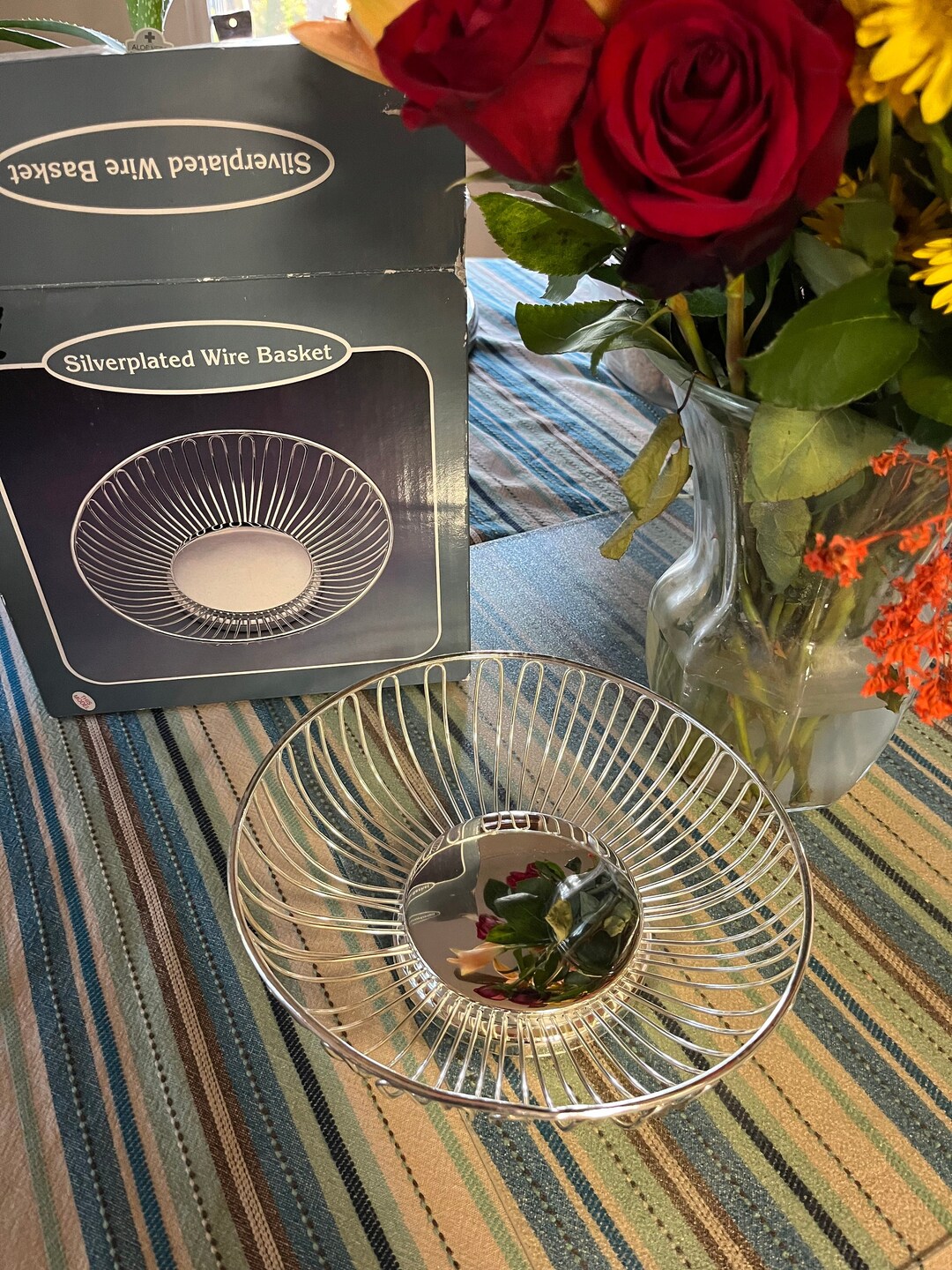 Vintage New Silver Plated Wire Basket Bread Roll Basket Holiday Dining ...