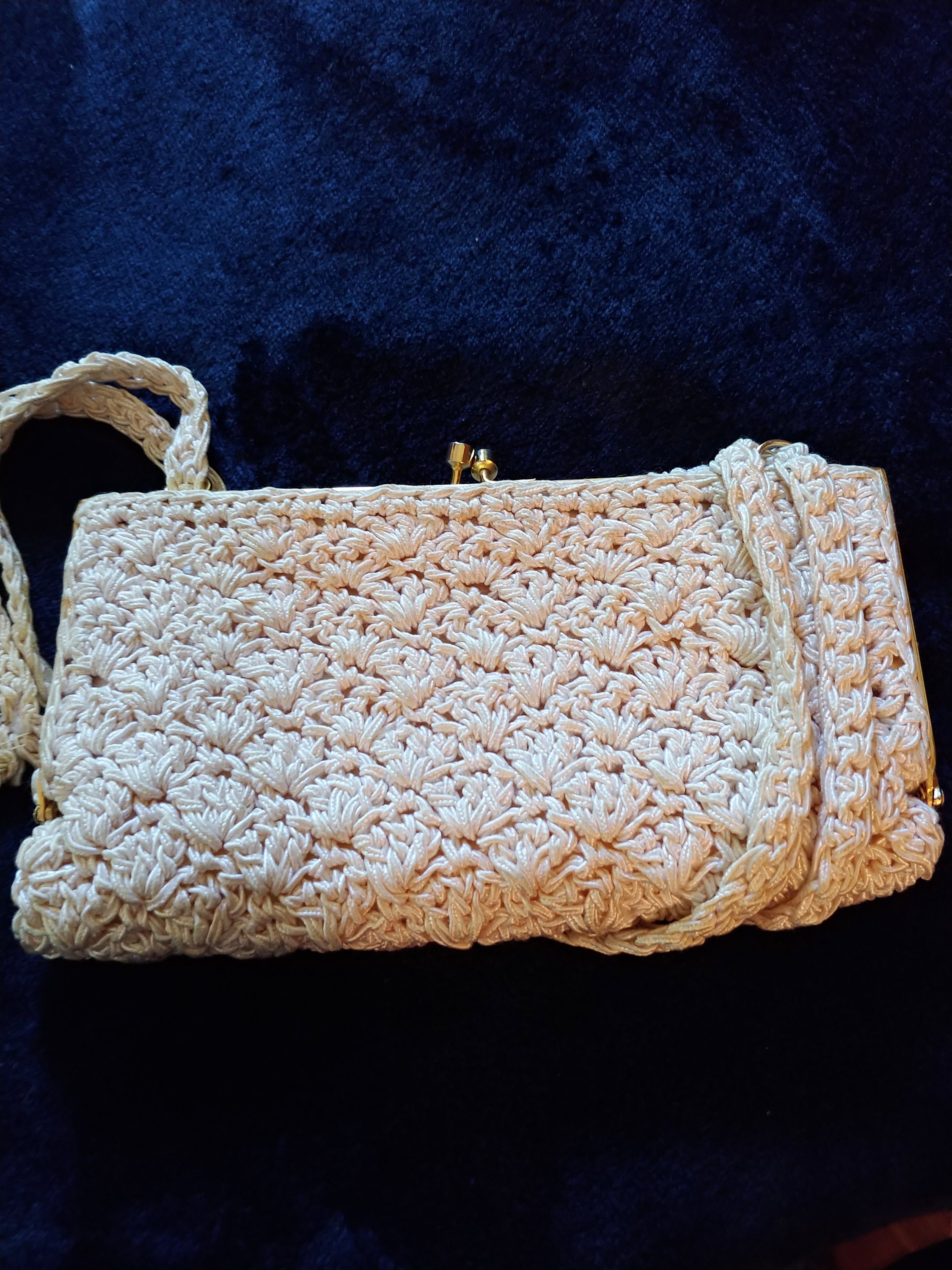 ADG Crochet Evening Convertible Shoulder Bag off White Handbag Everyday ...