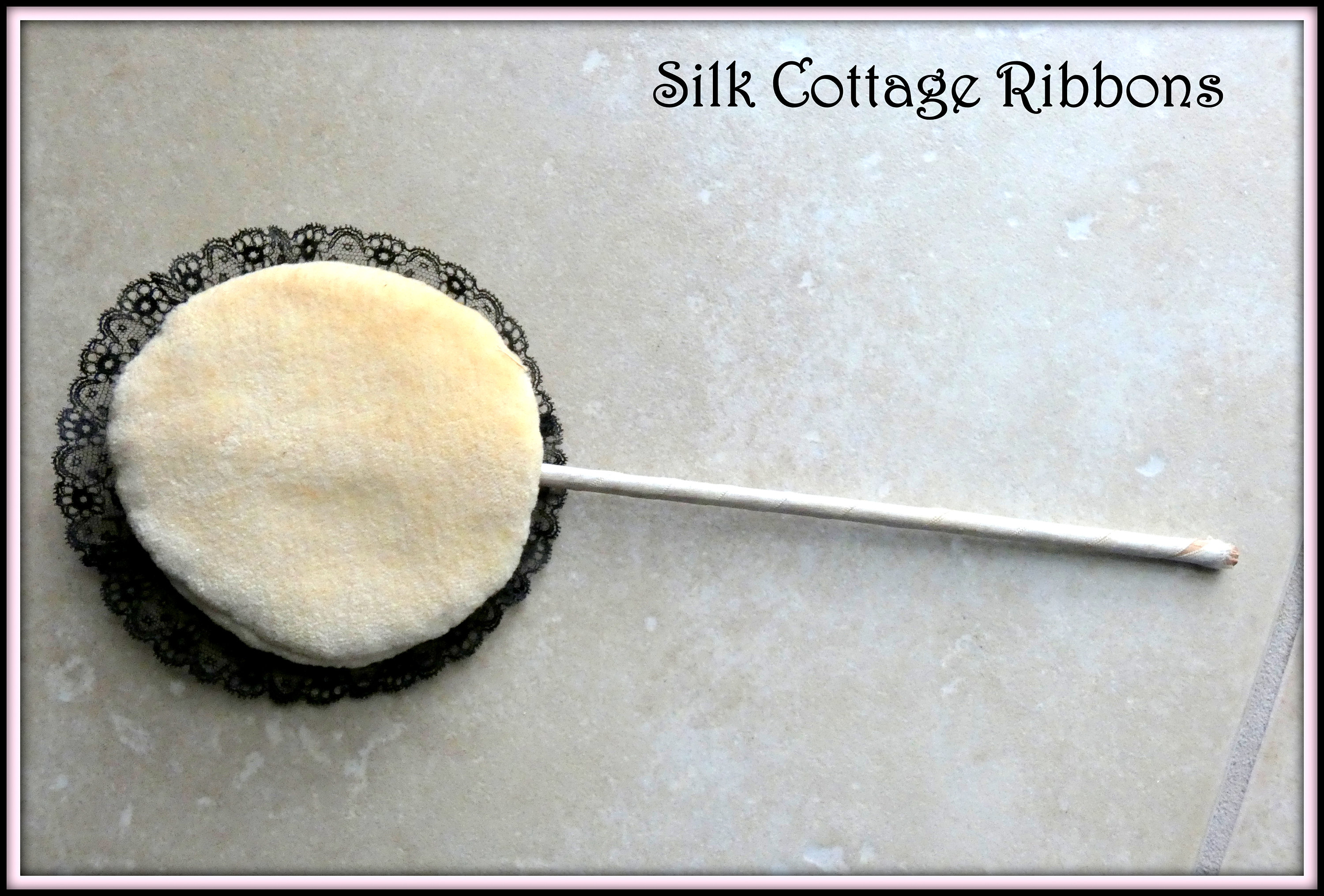 French Antique Lollipop Powder Puff Blace Chantilly Lace Silk Satin ...