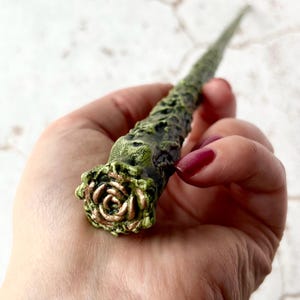 Green Handmade Wand With Gold Rose Detail - Etsy