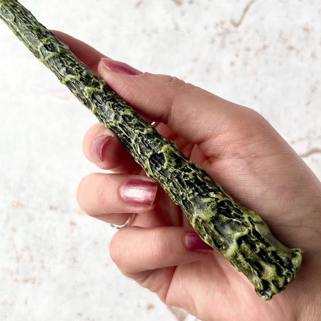 Green Handmade Wand With Gold Rose Detail - Etsy