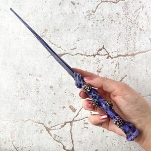 Gold Flower and Jewel Purple Handmade Wand - Etsy
