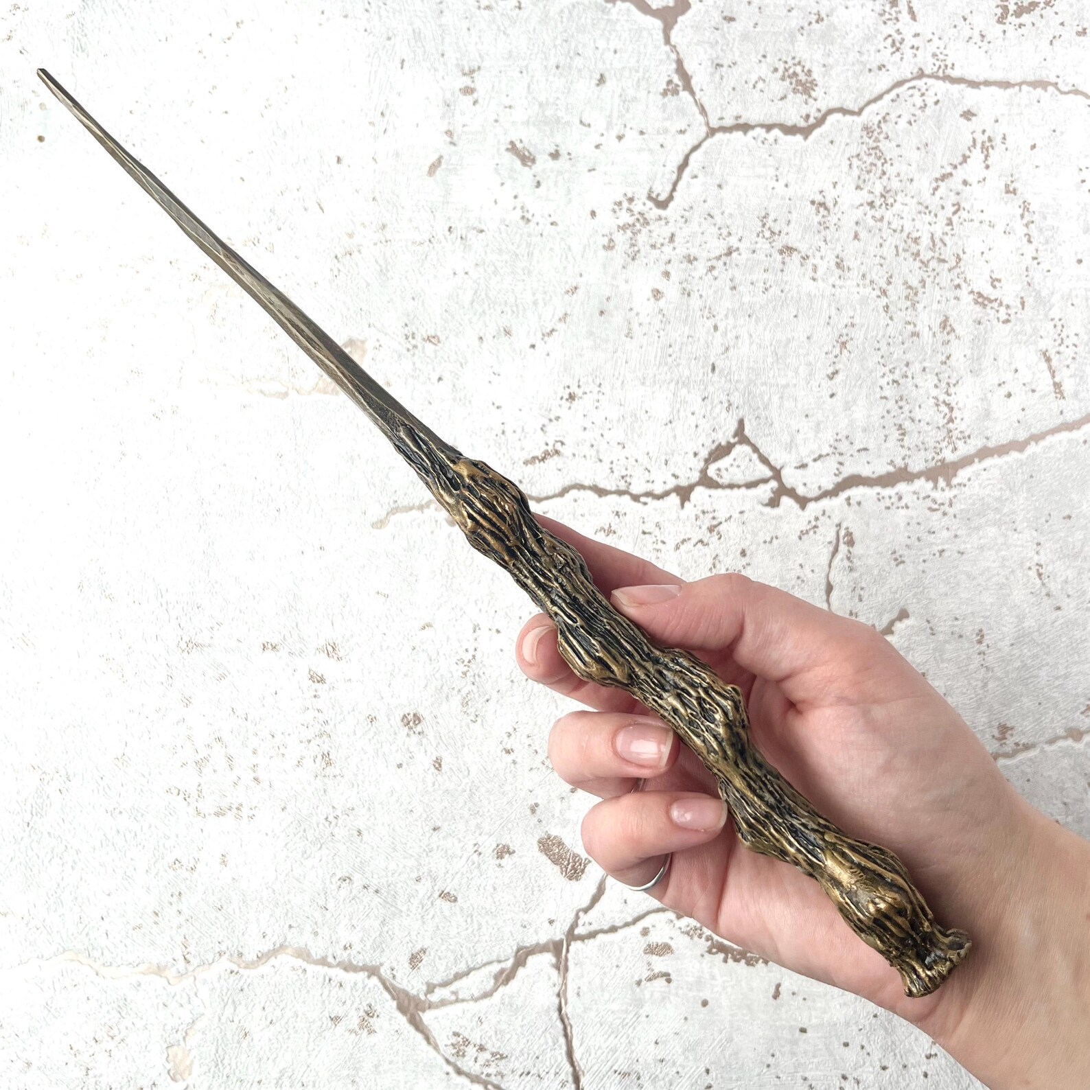 Handmade Wand: One of a Kind Design With Dark Gold Rustic Handle - Etsy