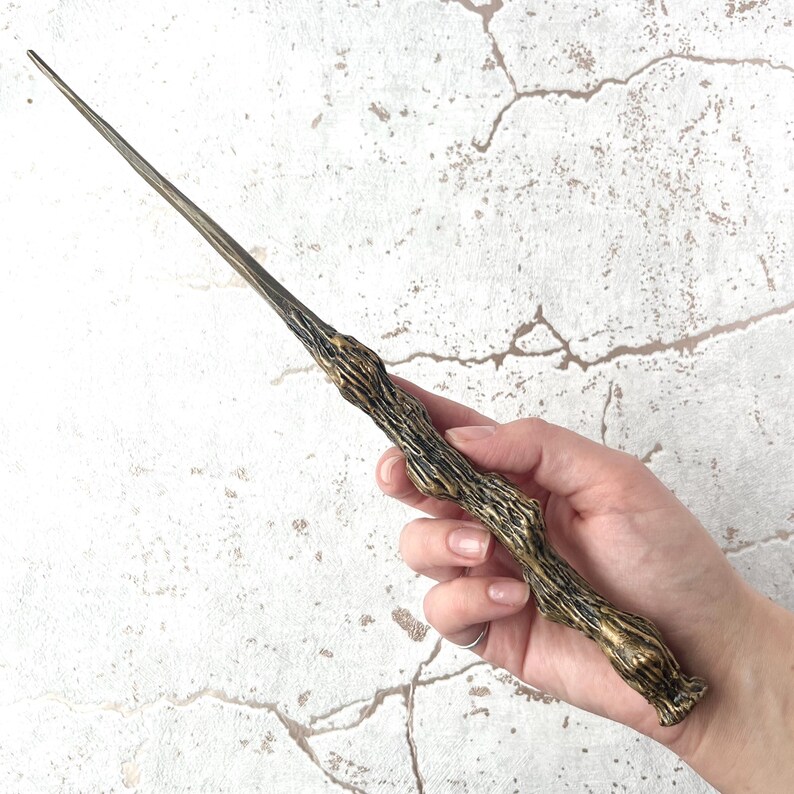 Handmade Wand: One of a Kind Design With Dark Gold Rustic Handle - Etsy