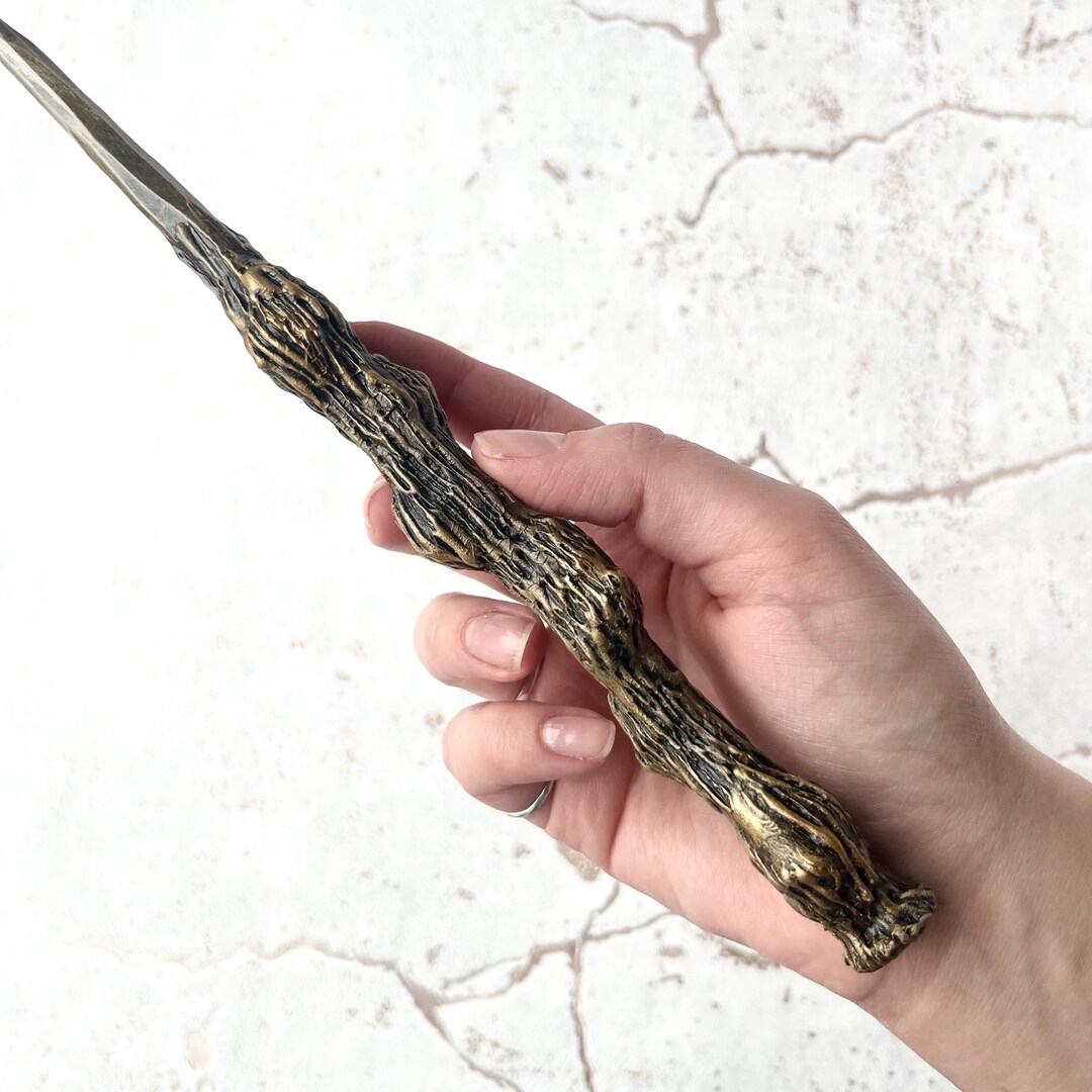 Handmade Wand: One of a Kind Design With Dark Gold Rustic Handle - Etsy
