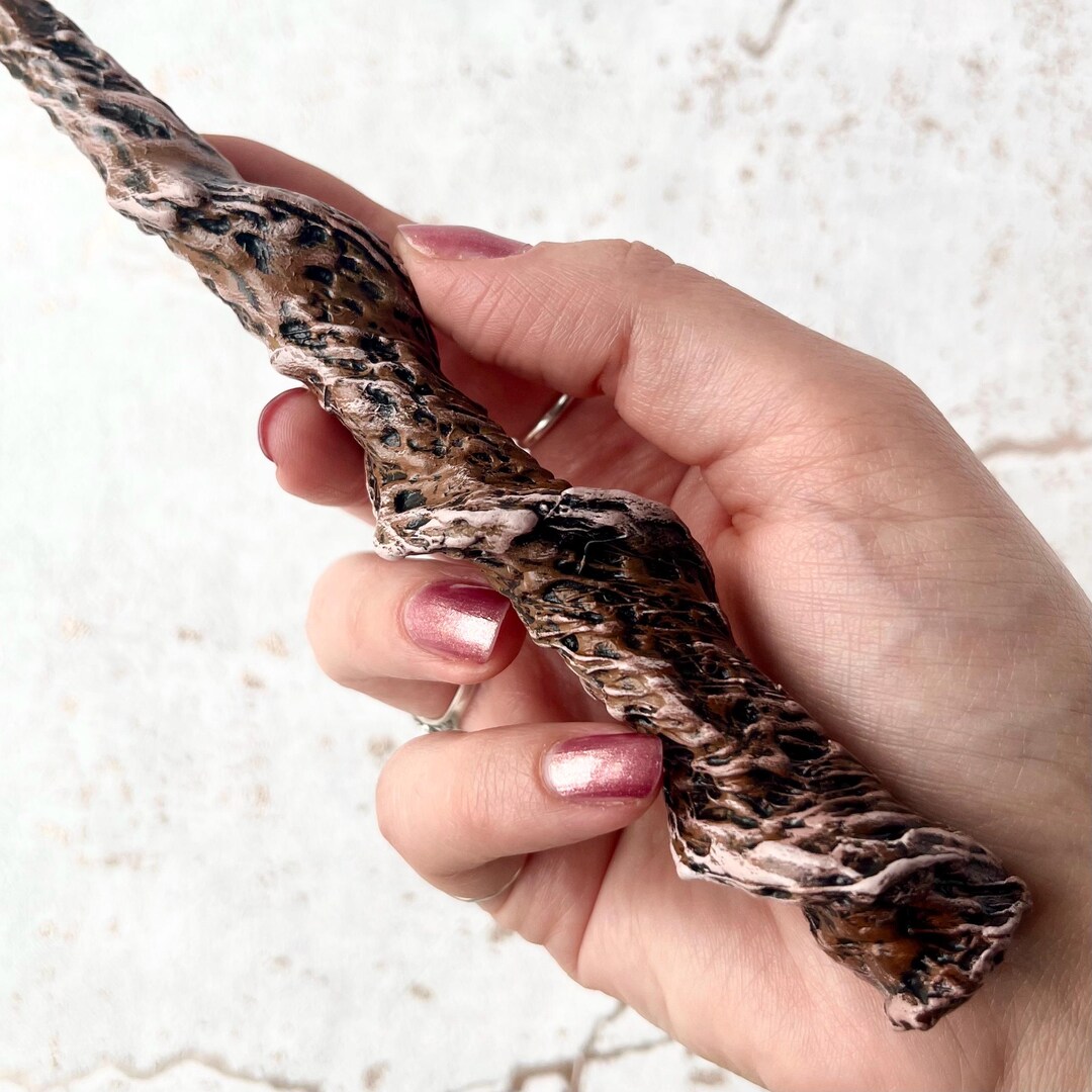 Rich Brown Spiral Handmade Wand With Gold End Detail - Etsy