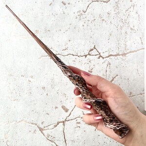 Rich Brown Spiral Handmade Wand With Gold End Detail - Etsy