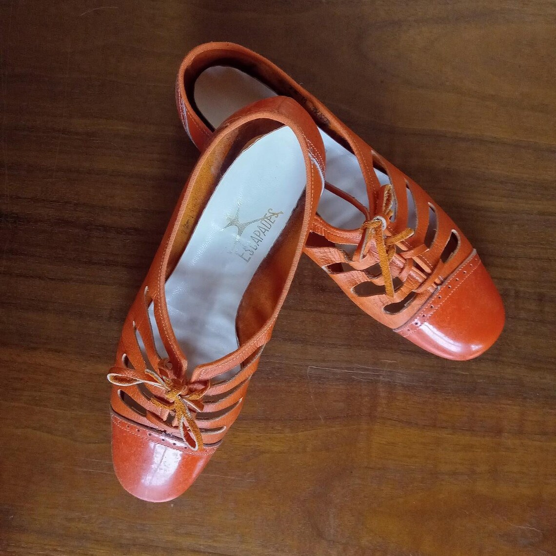 Vintage 60's Bright Orange Mod Cut Out Flats by Escapades - Etsy